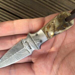 Perkin Handmade Knife - Damascus Steel Hunting Knife - Neck Knife