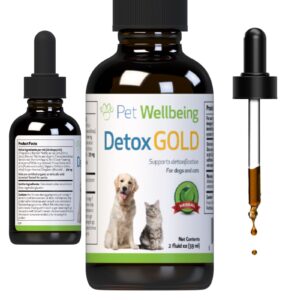 pet wellbeing detox gold for dogs - vet-formulated - gentle detoxification & elimination support - natural herbal supplement 2 oz (59 ml)