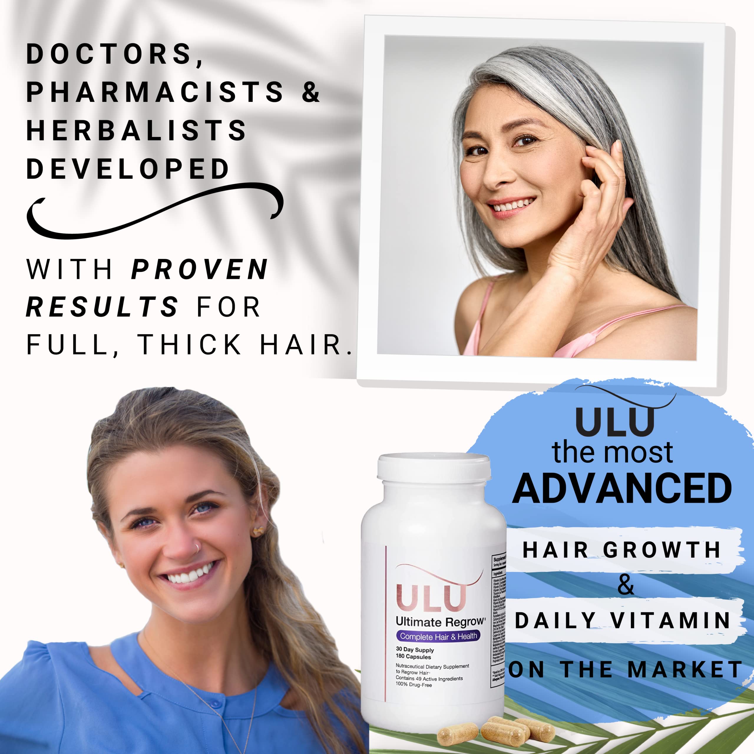 ULULIFE Ultimate Multivitamin and Hair Skin Nails: Ashwagandha and Resveratrol-Powered Solution for Hair Growth, Hormone Support, and Overall Health UluRX 30-Day Supply 180 Capsules.