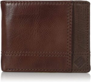 columbia men's leather traveler wallet, foxfield brown, one size