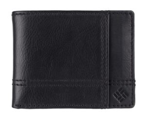 columbia men's leather traveler wallet, black, one size