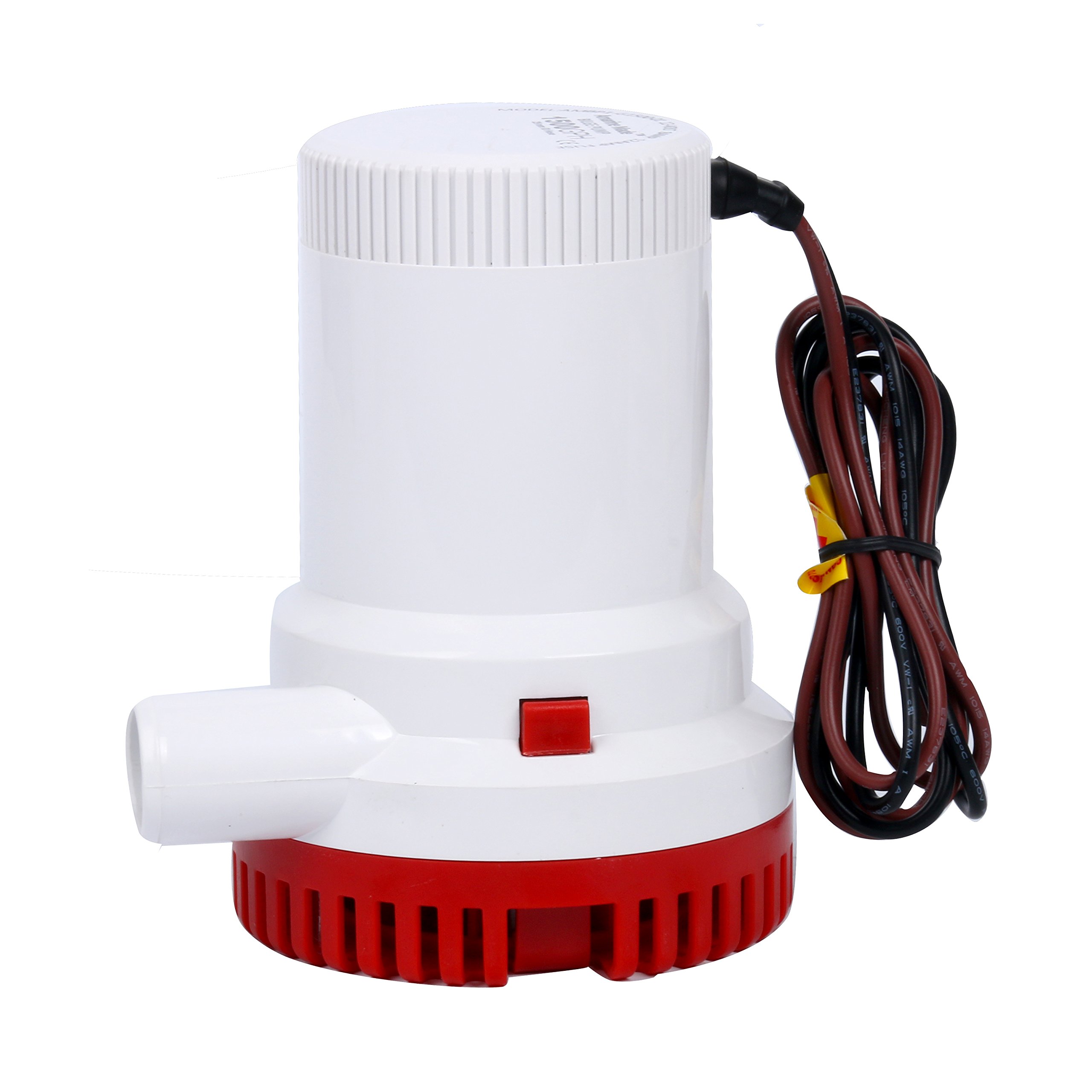 Amarine Made 1500GPH 12V Boat Marine Plumbing Electric Bilge Pump Non Automatic Discharge for Marine,RV,Campers,Industrial