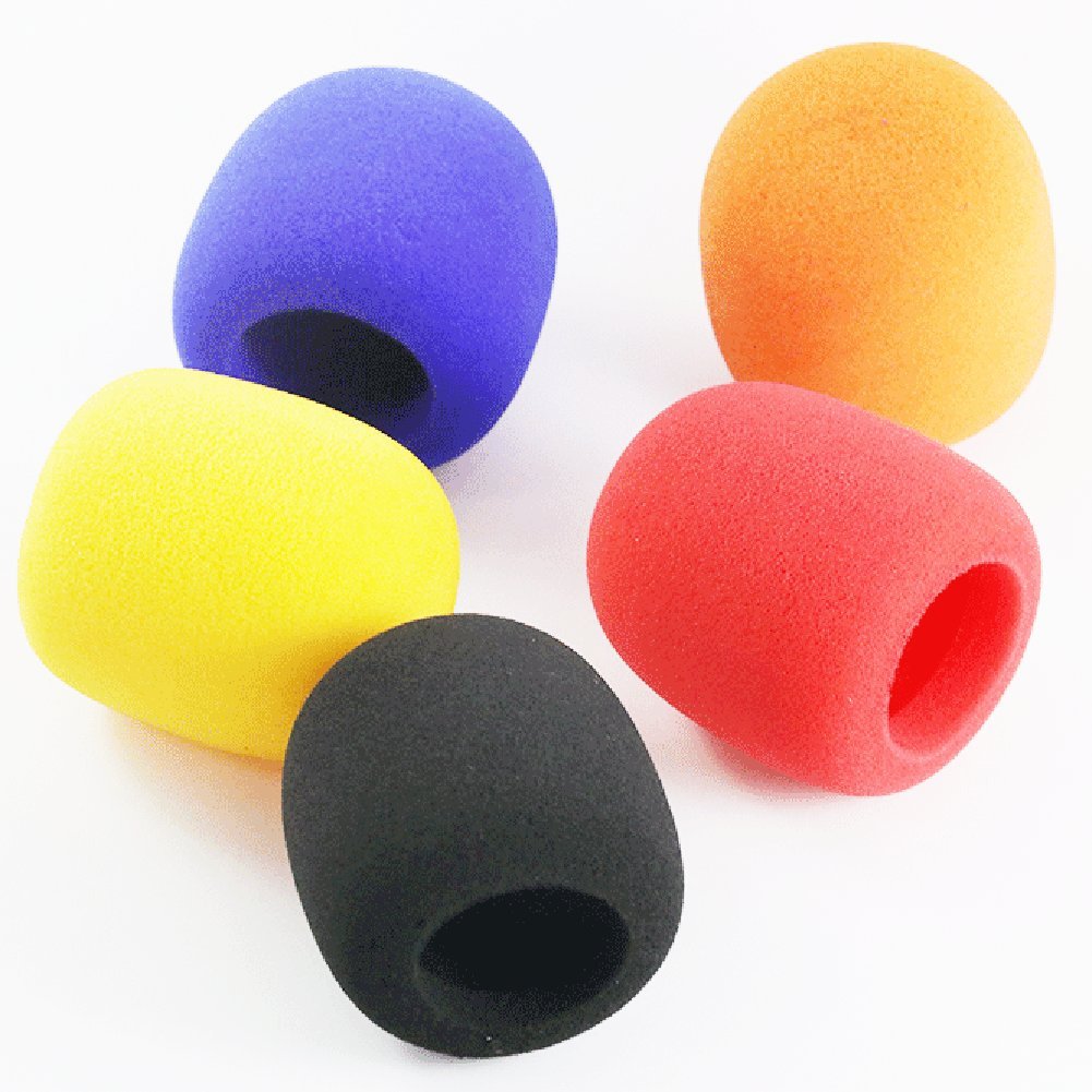 Z ZICOME 10 Pack Foam Microphone Cover Ball Type Windscreen in Black, Blue, Orange, Yellow, Red