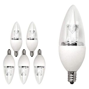 TCP LDCT40W50K6 LED Decorative B11 Chandelier Light Bulbs, Candelabra Based (E12), Dimmable, 6 Count (Pack of 1), Daylight