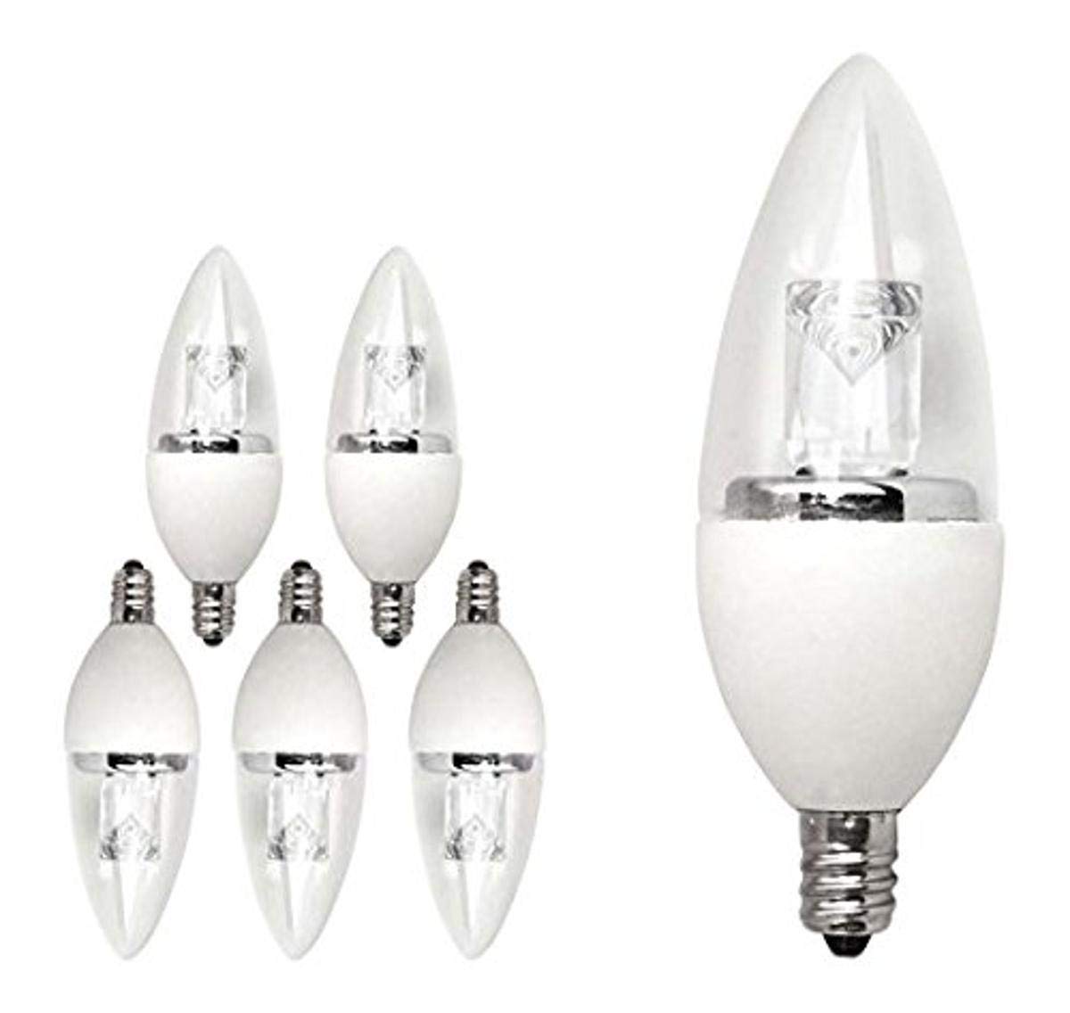 TCP LDCT40W50K6 LED Decorative B11 Chandelier Light Bulbs, Candelabra Based (E12), Dimmable, 6 Count (Pack of 1), Daylight