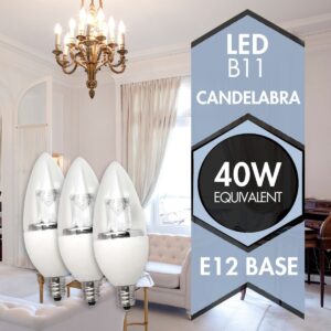 TCP LDCT40W50K6 LED Decorative B11 Chandelier Light Bulbs, Candelabra Based (E12), Dimmable, 6 Count (Pack of 1), Daylight