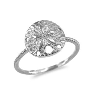 claddagh gold certified 925 sterling silver twisted rope band sand dollar ring (size 11)