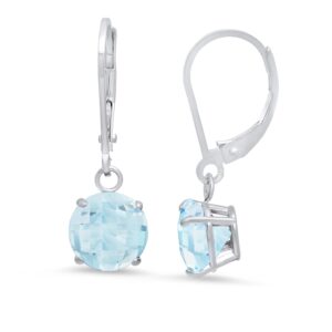 max + stone 925 sterling silver 8mm round march birthstone aquamarine dangle earrings for women with leverbacks