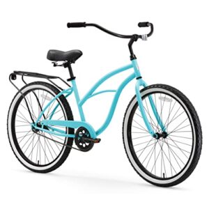 sixthreezero around the block women's beach cruiser bike, hybrid bicycle with rear rack