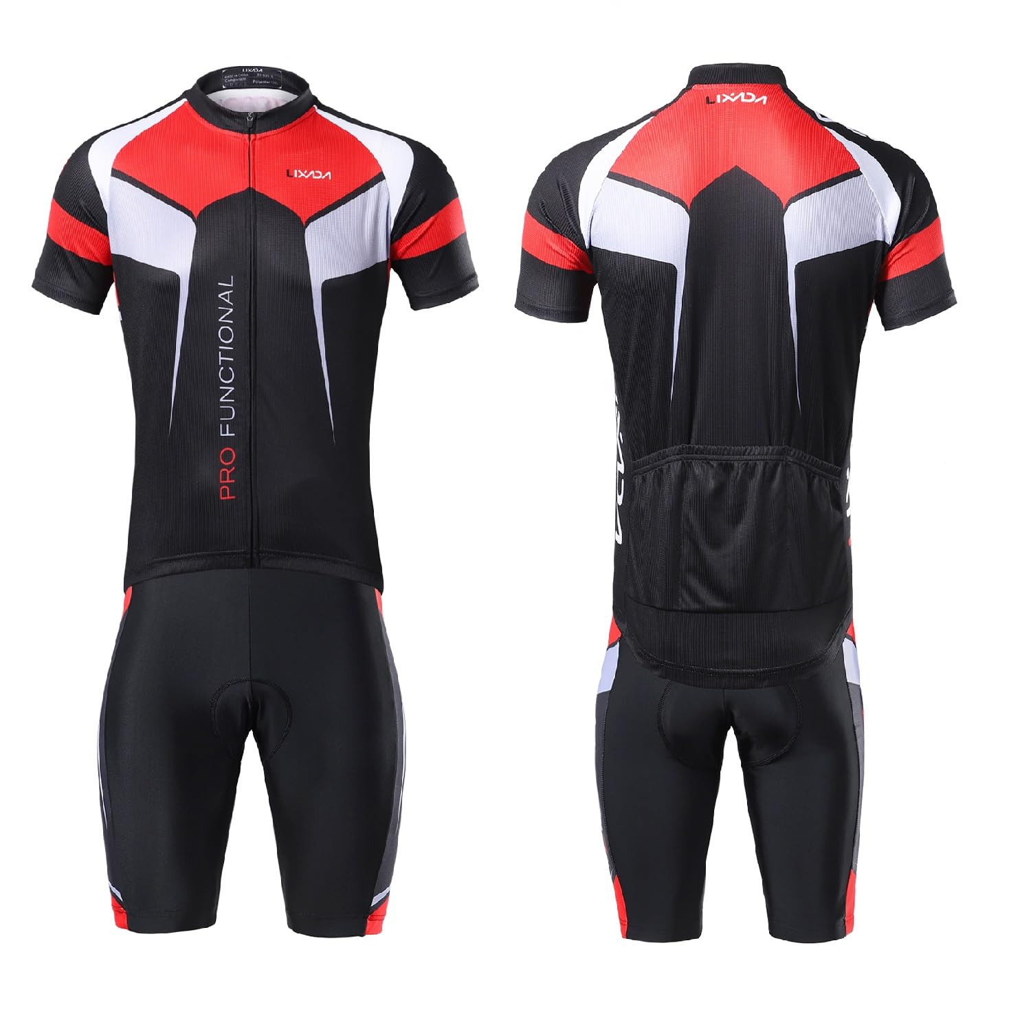 Lixada Men's Cycling Jersey Short Sleeve with Padded Shorts Quick-Dry Summer Short Bike Clothing Bicycle Shirts Pants Set