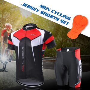 Lixada Men's Cycling Jersey Short Sleeve with Padded Shorts Quick-Dry Summer Short Bike Clothing Bicycle Shirts Pants Set