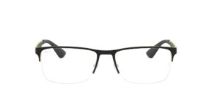 ray-ban rx6335 rectangular prescription eyeglass frames, black on arista/demo lens, 54 mm