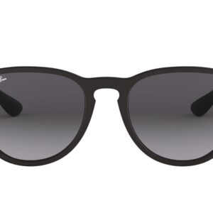 Ray-Ban RB4171F Erika Low Bridge Fit Round Sunglasses, Rubber Black/Light Grey Gradient Dark Grey, 57 mm