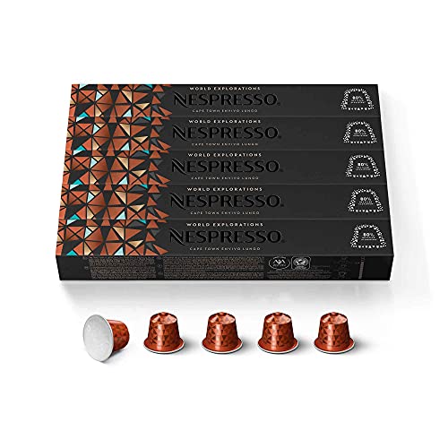 Nespresso Capsules OriginalLine, Capetown Lungo, Dark Roast Espresso Coffee Pods, 50-Count Espresso Pods, Brews 3.7oz