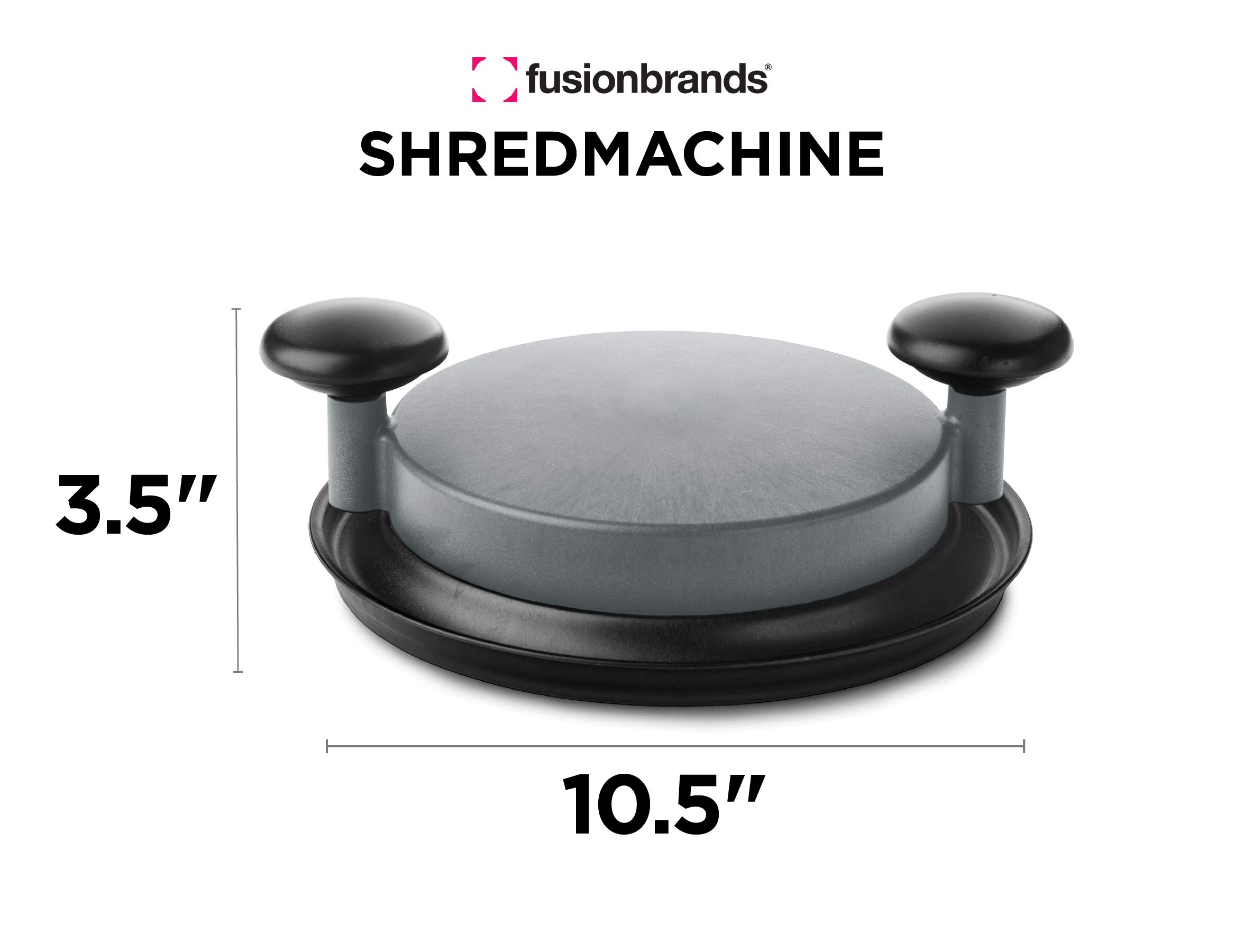 FusionBrands ShredMachine-The Quick, Easy to Use Alternative to Bear Claws Meat Shredder for Pulled Pork, Beef and Chicken and More-BPA Free Hand Shredder with Easy to Grip Handles, Non-Skid Base,Grey