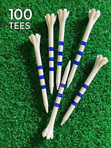 Champ 3-1/4" My Hite FLYtee White/Blue Stripe Golf Tee, 100 Count