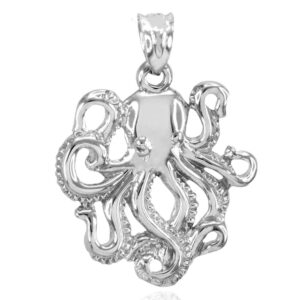 fine 925 sterling silver octopus marine life pendant