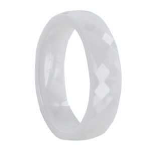 les poulettes jewels - white large ceramic ring facetted - 6 mm - size 5