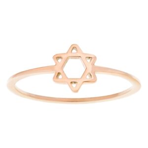 elbluvf stainless-steel14k rose gold plated star of david jewish star little finger ring (7)