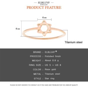 ELBLUVF Stainless-steel14k Rose Gold Plated Star of David Jewish Star Little Finger Ring (7)