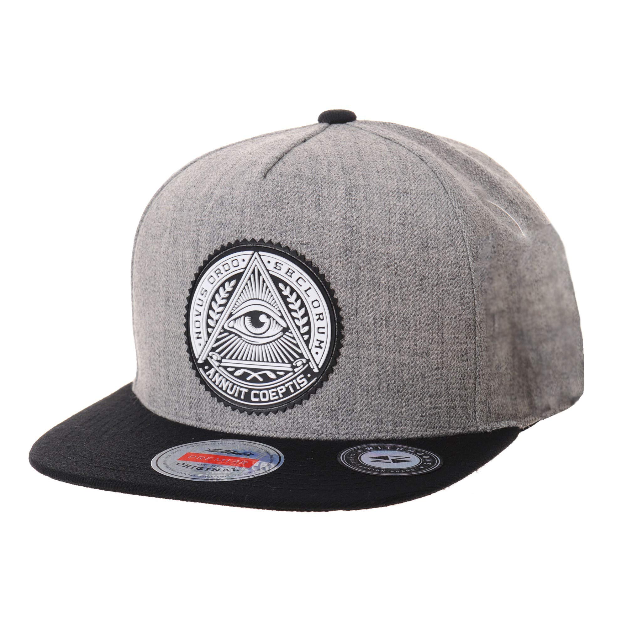 WITHMOONS Snapback Hat Illuminati Patch Hip Hop Baseball Cap AL2344 (Grey)