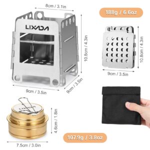 Lixada Camping Stove Stainless Steel Folding Wood Stove Portable Wood Burning Stove Pocket Stove for Outdoor Camping Cooking Picnic