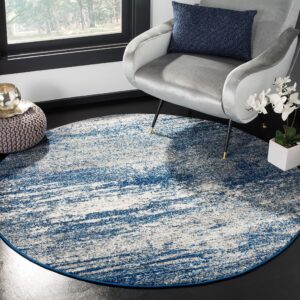 SAFAVIEH Evoke Collection Area Rug - 8' x 10', Navy & Ivory, Modern Abstract Design, Non-Shedding & Easy Care, Ideal for High Traffic Areas in Living Room, Bedroom (EVK272A)