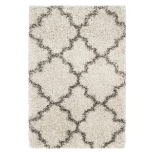 safavieh hudson shag collection runner rug - 2'3" x 6', ivory & grey, moroccan trellis design, non-shedding & easy care, 2-inch thick ideal for high traffic areas in living room, bedroom (sgh282a)