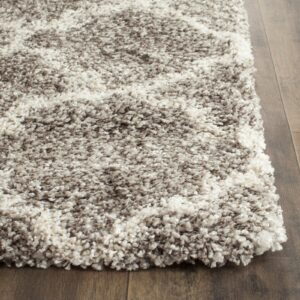 SAFAVIEH Hudson Shag Collection Runner Rug - 2'3" x 6', Ivory & Grey, Moroccan Trellis Design, Non-Shedding & Easy Care, 2-inch Thick Ideal for High Traffic Areas in Living Room, Bedroom (SGH282A)