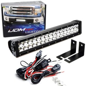 ijdmtoy lower grille mount led light bar kit compatible with 2009-14 ford f-150 or raptor, includes (1) 96w high power led lightbar, lower bumper opening mounting brackets & on/off switch wiring kit