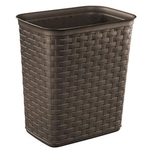 Sterilite 3.4 Gallon Weave Wastebasket, Small, Decorative Trash Can for the Bathroom, Bedroom, Dorm Room, or Office, Espresso Brown, 6-Pack