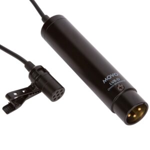 movo lv8-d broadcast-quality xlr lavalier omni-directional wired microphone with 12mm mic capsule for accurate voice recording - kit includes lapel clip, case and windscreen