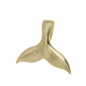 Arthur's Jewelry 14K Solid yellow gold high polish shiny Hawaiian whale tail slide pendant 18mm