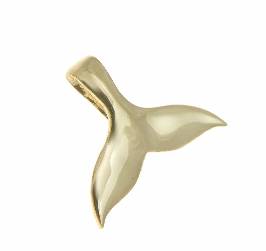 Arthur's Jewelry 14K Solid yellow gold high polish shiny Hawaiian whale tail slide pendant 18mm