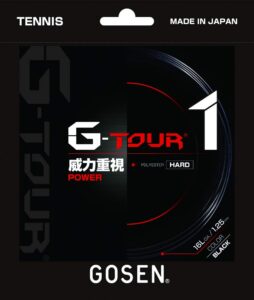 gosen g-tour 1, 16l black 40' super power, hpp polyester silicone oil coated, tennis string