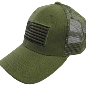 USA Flag Patch Tactical Style Mesh Trucker Baseball Cap Hat Army Green