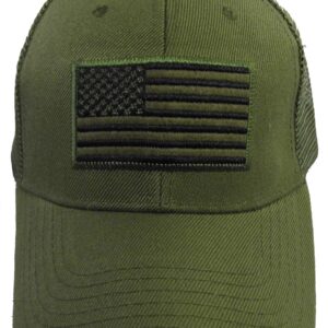 USA Flag Patch Tactical Style Mesh Trucker Baseball Cap Hat Army Green