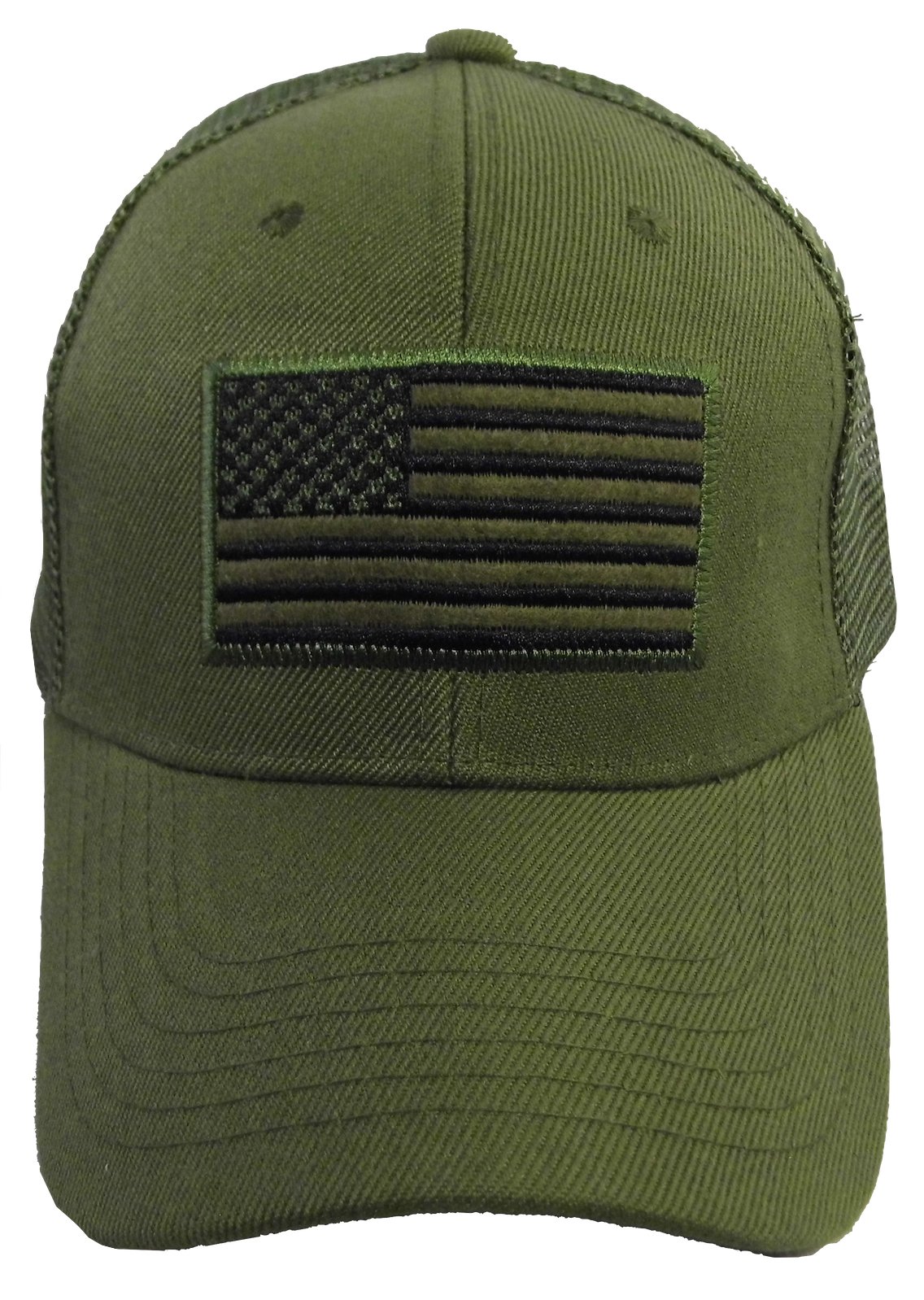 USA Flag Patch Tactical Style Mesh Trucker Baseball Cap Hat Army Green