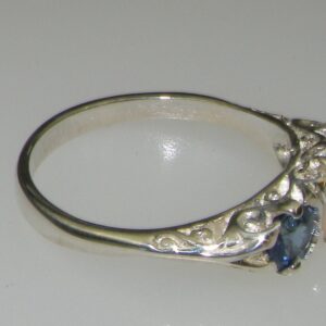 LetsBuyGold 925 Sterling Silver Natural Opal and Sapphire Womens Anniversary Ring - Size 7.25