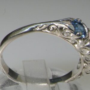 LetsBuyGold 925 Sterling Silver Natural Opal and Sapphire Womens Anniversary Ring - Size 7.25