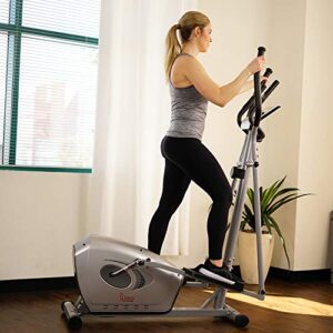 Sunny Health & Fitness Magnetic Elliptical Cross-Trainer with Digital Monitor, Low Impact Workout, and Pulse Sensors - SF-E3607