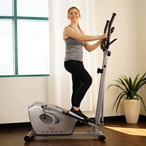 Sunny Health & Fitness Magnetic Elliptical Cross-Trainer with Digital Monitor, Low Impact Workout, and Pulse Sensors - SF-E3607