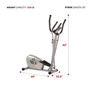 Sunny Health & Fitness Magnetic Elliptical Cross-Trainer with Digital Monitor, Low Impact Workout, and Pulse Sensors - SF-E3607