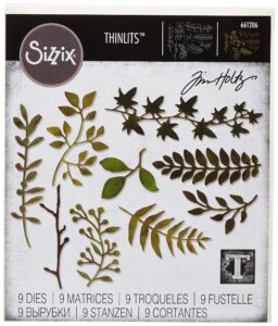 sizzix 661206 thinlits die set, garden greens by tim holtz (9/pack), 7.5 x 5.63 x 0.25