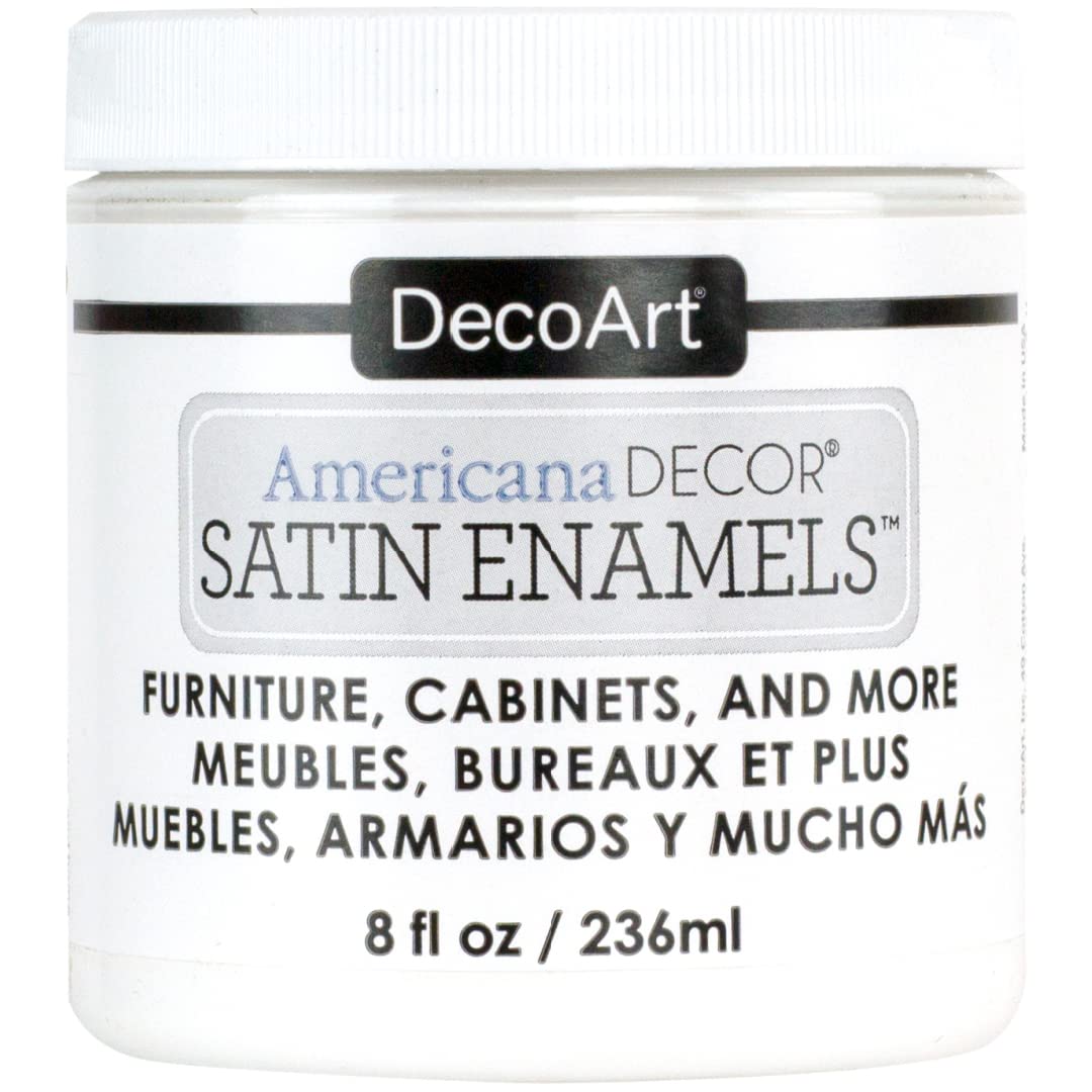 DecoArt Satin Enamels Acrylic Paint, 8 fl. oz. Jar, Pure White (Pack of 1)