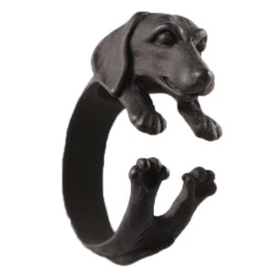 palovenir dachshund dog resizable open-end wrap cling ring type1