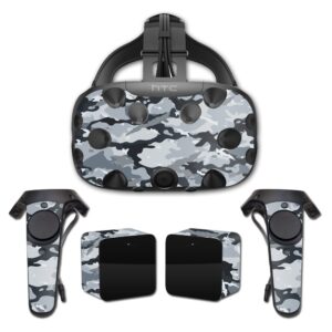 mightyskins skin compatible with htc vive full coverage - gray camouflage | protective, durable, and unique vinyl decal wrap cover | easy to apply, remove, and change styles | made in the usa