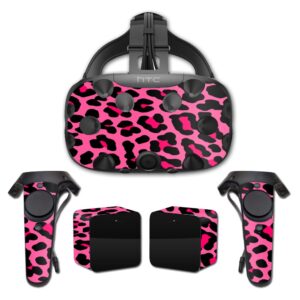 mightyskins skin compatible with htc vive full coverage - pink leopard | protective, durable, and unique vinyl decal wrap cover | easy to apply, remove, and change styles | made in the usa