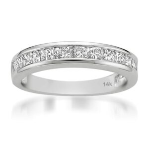 la4ve diamonds beyond brilliance 1.00 carat channel set princess cut diamond wedding band ring in 14k white gold (i-j, i2-i3)