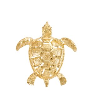 textured 14k yellow gold good luck sea turtle charm pendant